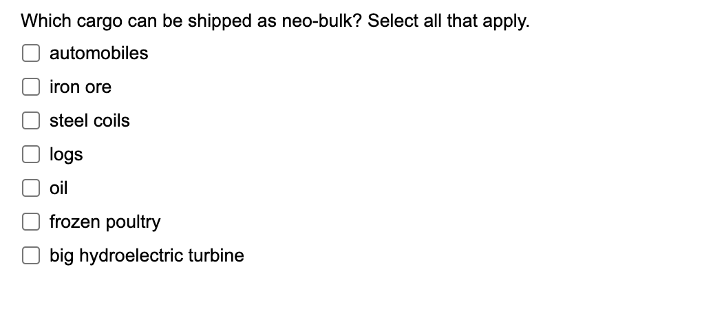 Solved Match types of cargo to their descriptions. | Chegg.com