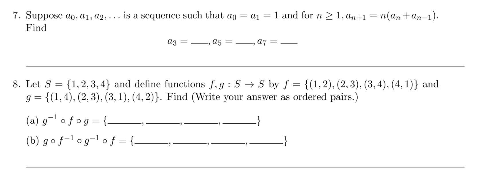 Solved 7. Suppose ao, a1, 22, ... is a sequence such that do | Chegg.com