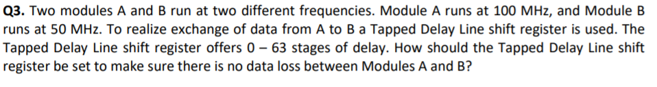 Solved Q3. Two modules A and B run at two different | Chegg.com