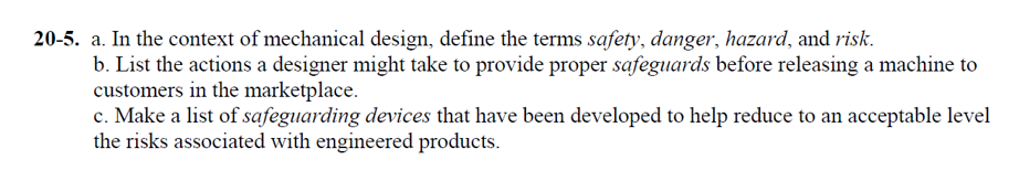 Solved 20-5. a. In the context of mechanical design, define | Chegg.com