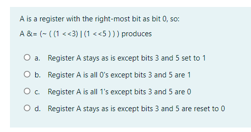 Solved A is a register with the right-most bit as bit 0 , | Chegg.com