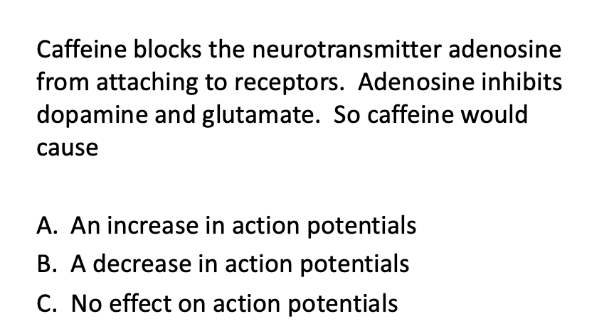 Solved Caffeine blocks the neurotransmitter adenosine from | Chegg.com