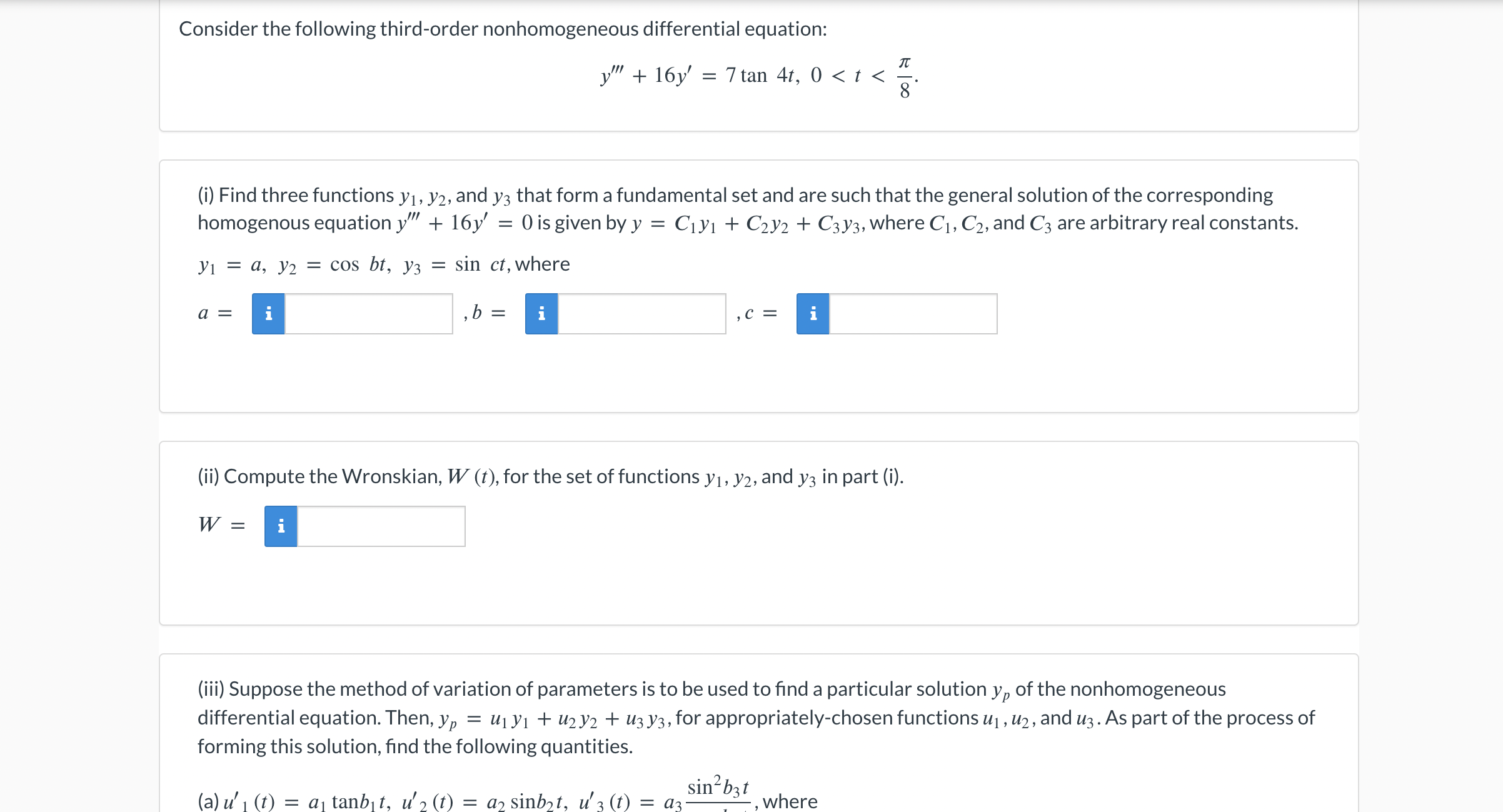 Solved Consider the following third-order nonhomogeneous | Chegg.com