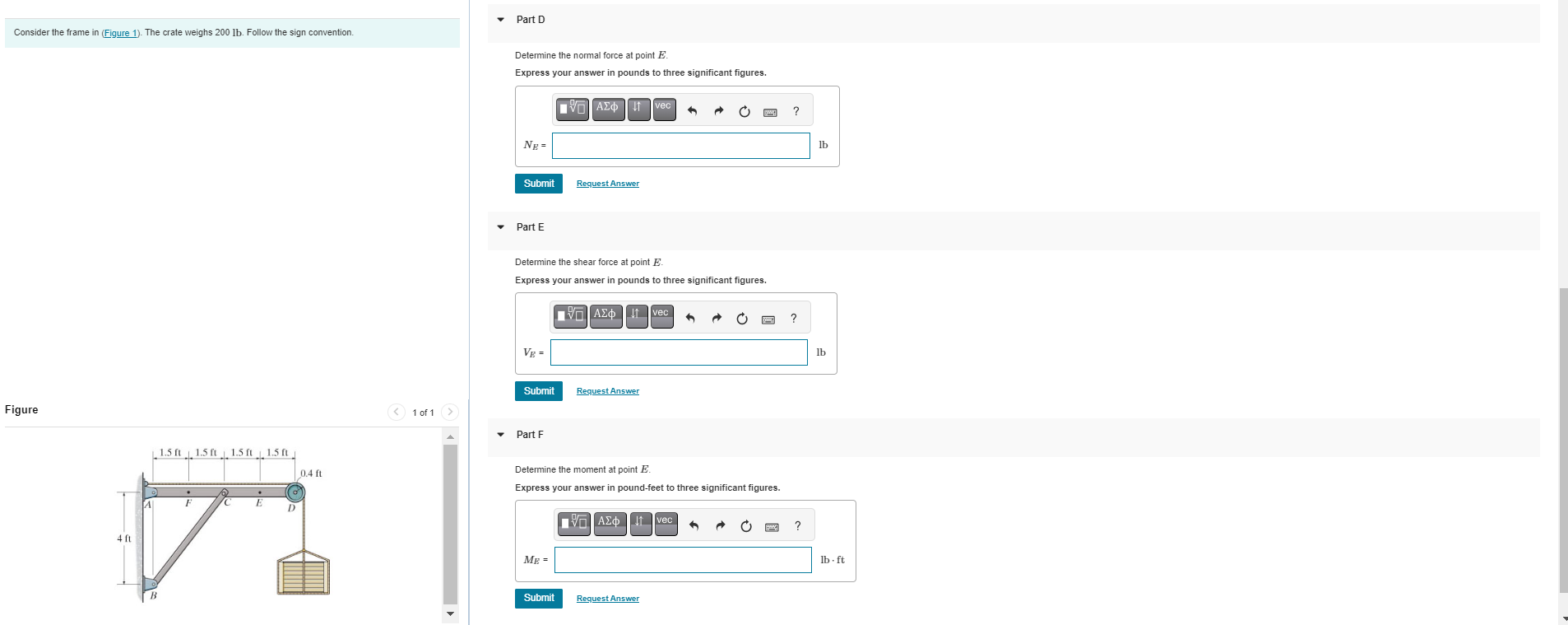 Solved Consider the frame in (Figure 1). The crate weighs | Chegg.com
