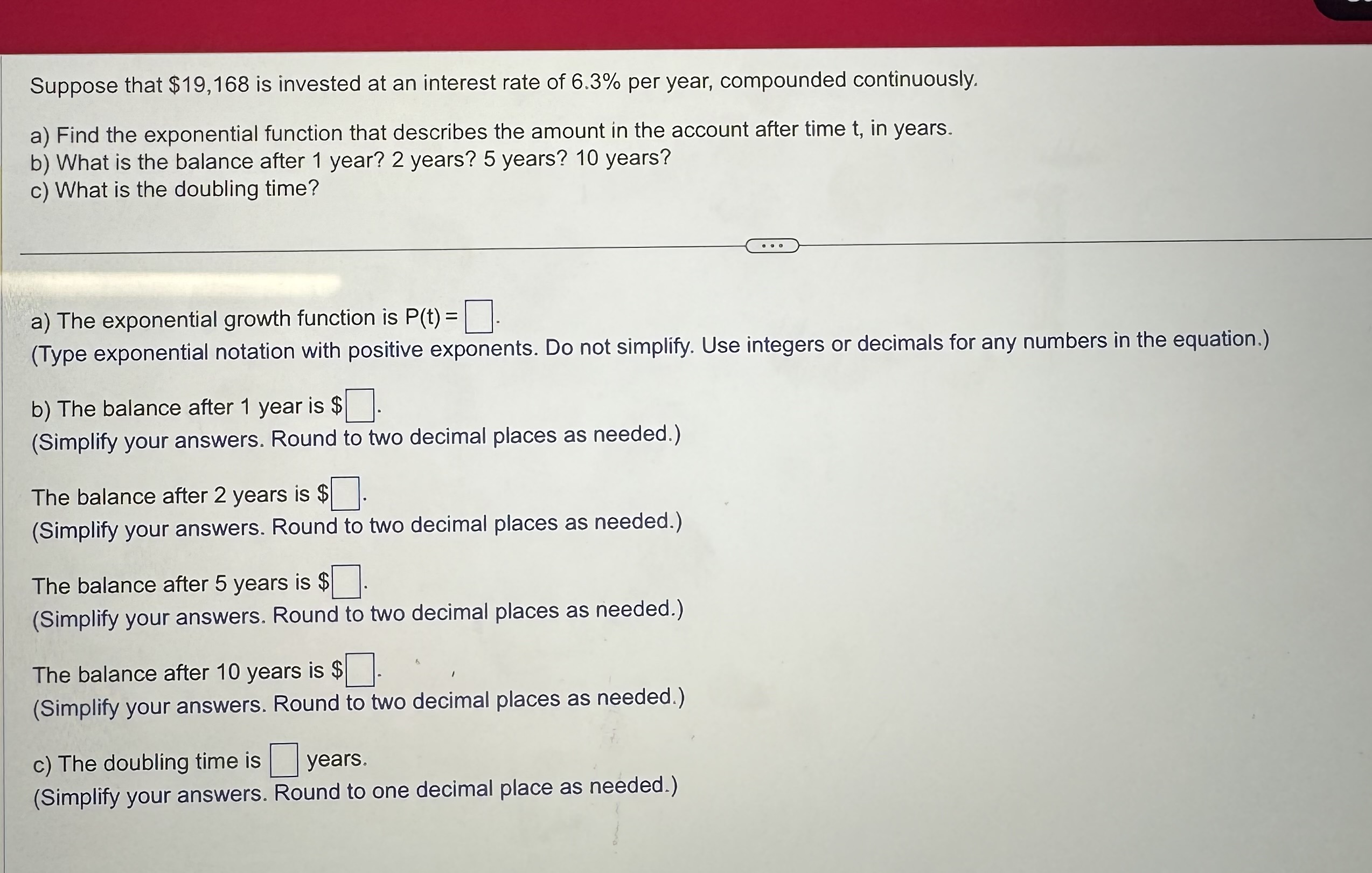 Solved Suppose that $19,168 is invested at an interest rate | Chegg.com