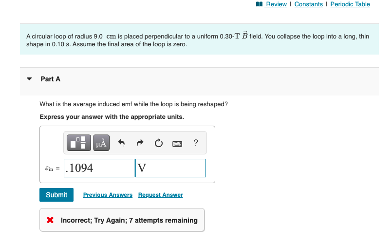 Solved Review | Constants Periodic Table A circular loop of | Chegg.com