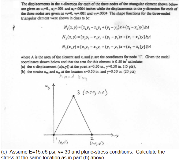 Solved The displacements in ﻿the x-direction for each of | Chegg.com