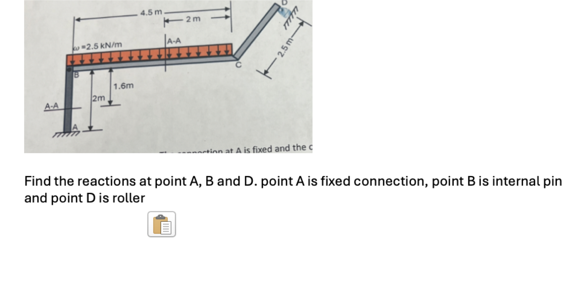Solved Find the reactions at point \( ﻿A, ﻿B \) ﻿and \( ﻿D | Chegg.com