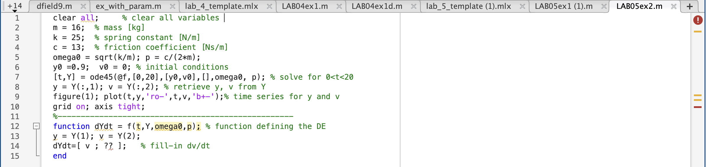 Solved 4. (a) ﻿Modify LAB05ex2.m to compute and plot the | Chegg.com