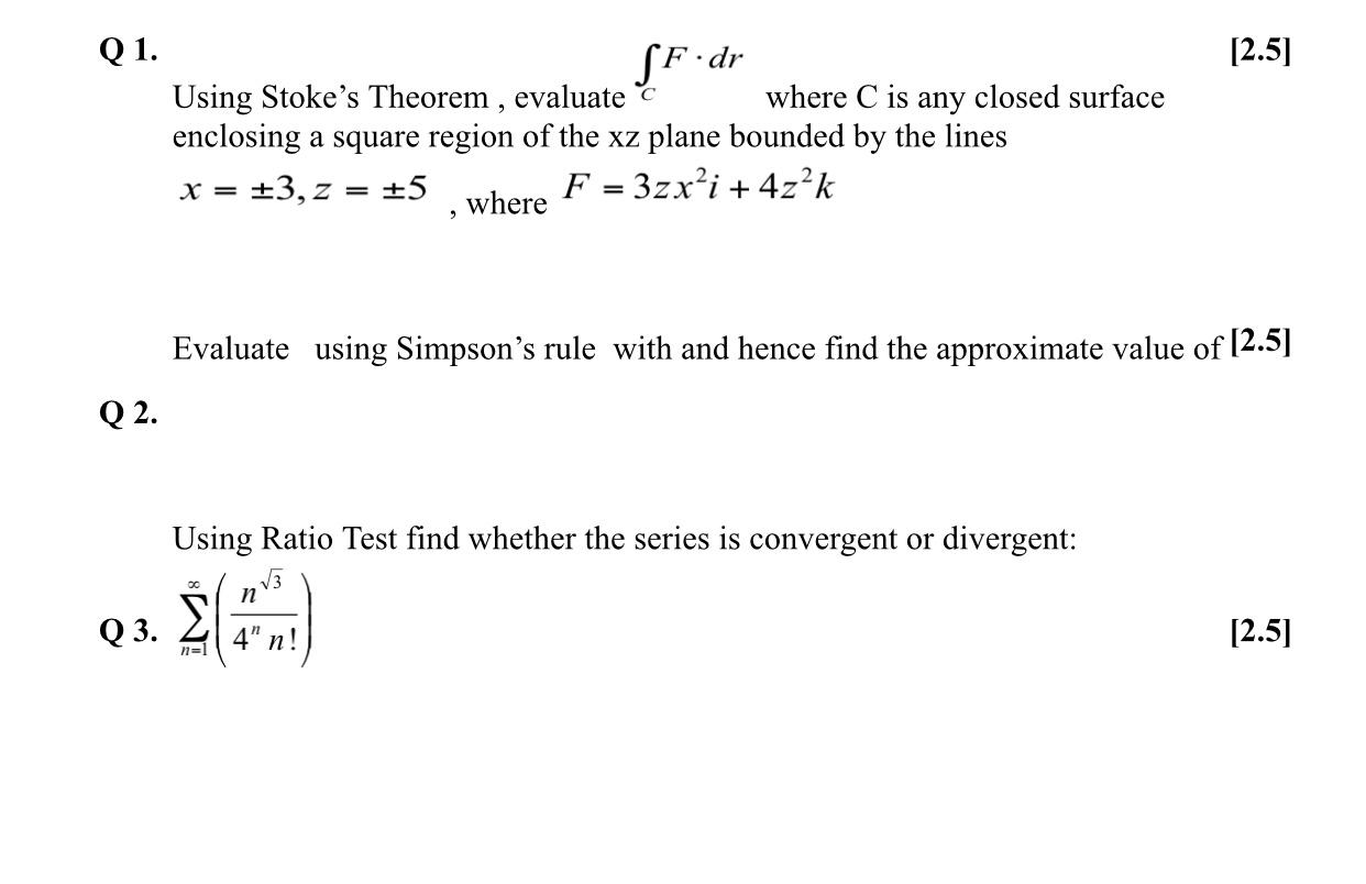 Solved 1. Using Stoke's Theorem, evaluate ∫CF⋅dr where C is | Chegg.com