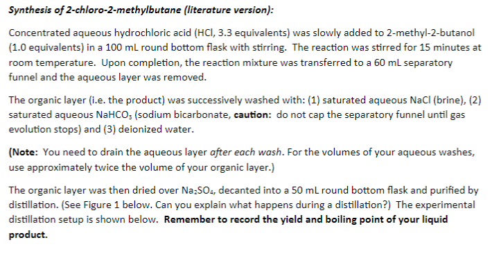 Solved Synthesis of 2-chloro-2-methylbutane (literature | Chegg.com