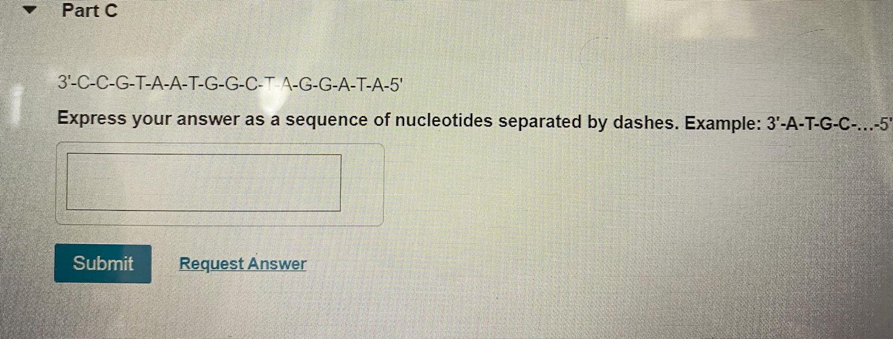 Solved The following sequence is a portion of the DNA | Chegg.com