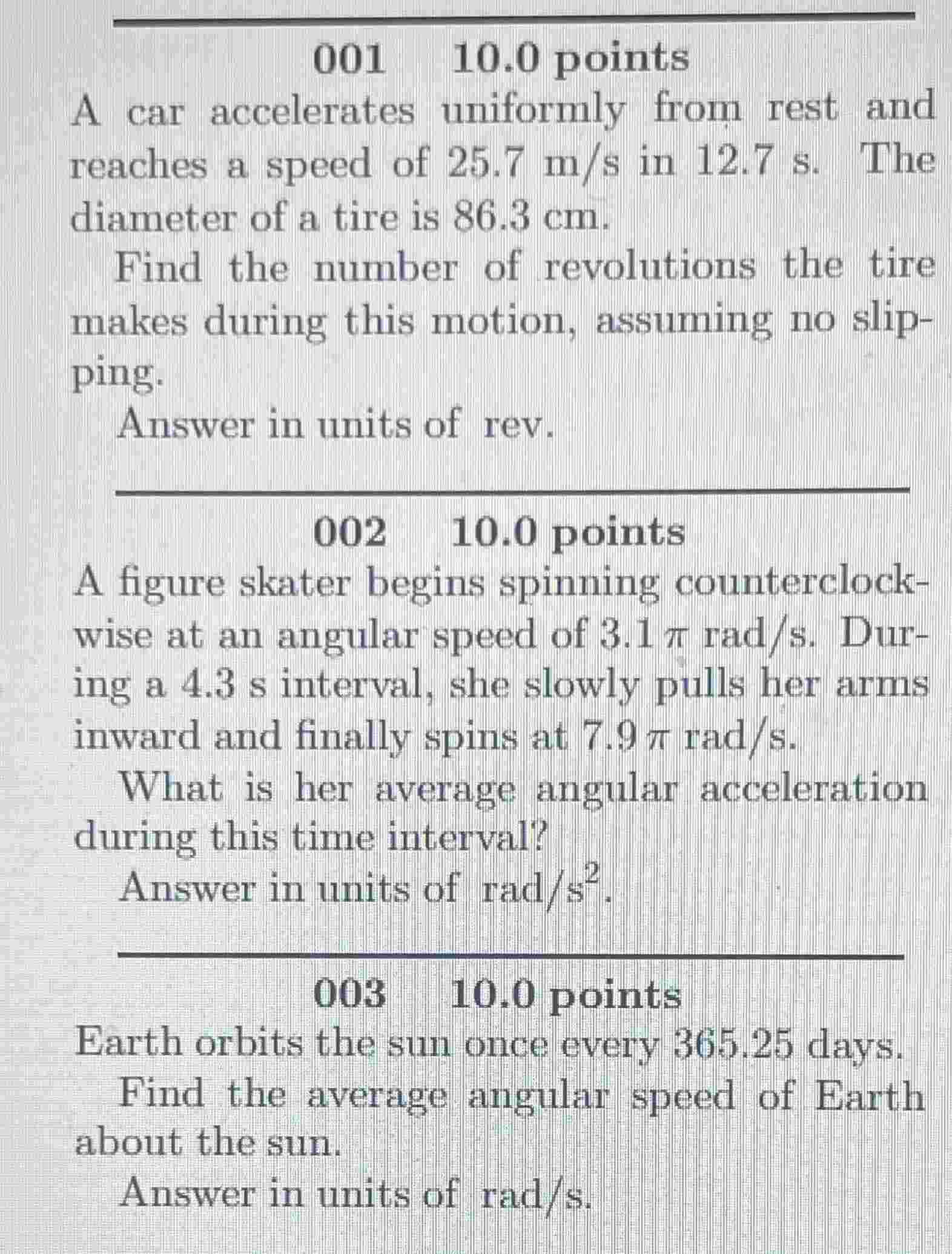 Solved 00110.0 ﻿pointsA car accelerates uniformly from rest | Chegg.com