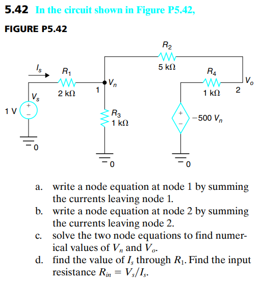 Solved 5.42 In the circuit shown in Figure P5.42, FIGURE | Chegg.com