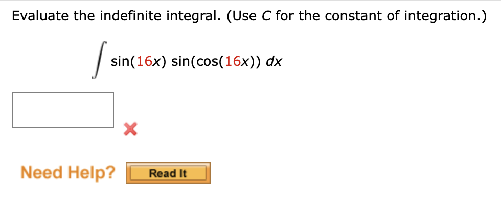 Solved Evaluate the indefinite integral. (Use C for the | Chegg.com