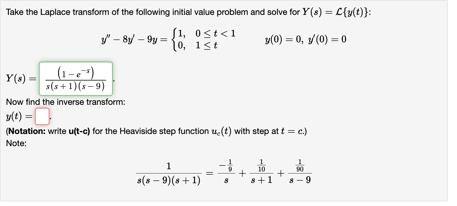 Solved Take the Laplace transform of the following initial | Chegg.com