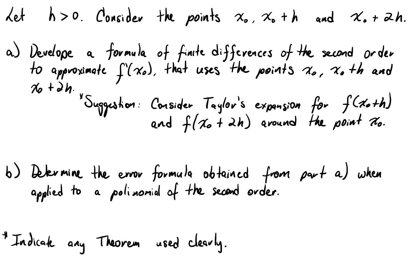 Solved Let h>o. Consider the points xo, Xoth and Xotah. uses | Chegg.com