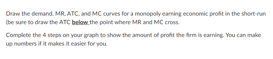 Solved Draw the demand, MR, ATC, and MC curves for a | Chegg.com