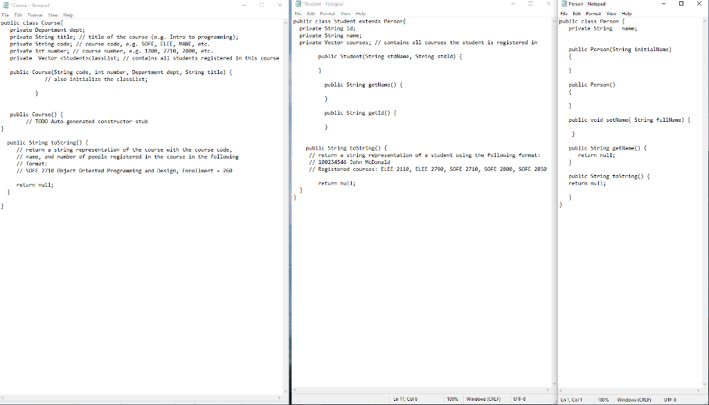 I posted a screenshot of all the skeleton codes. I | Chegg.com