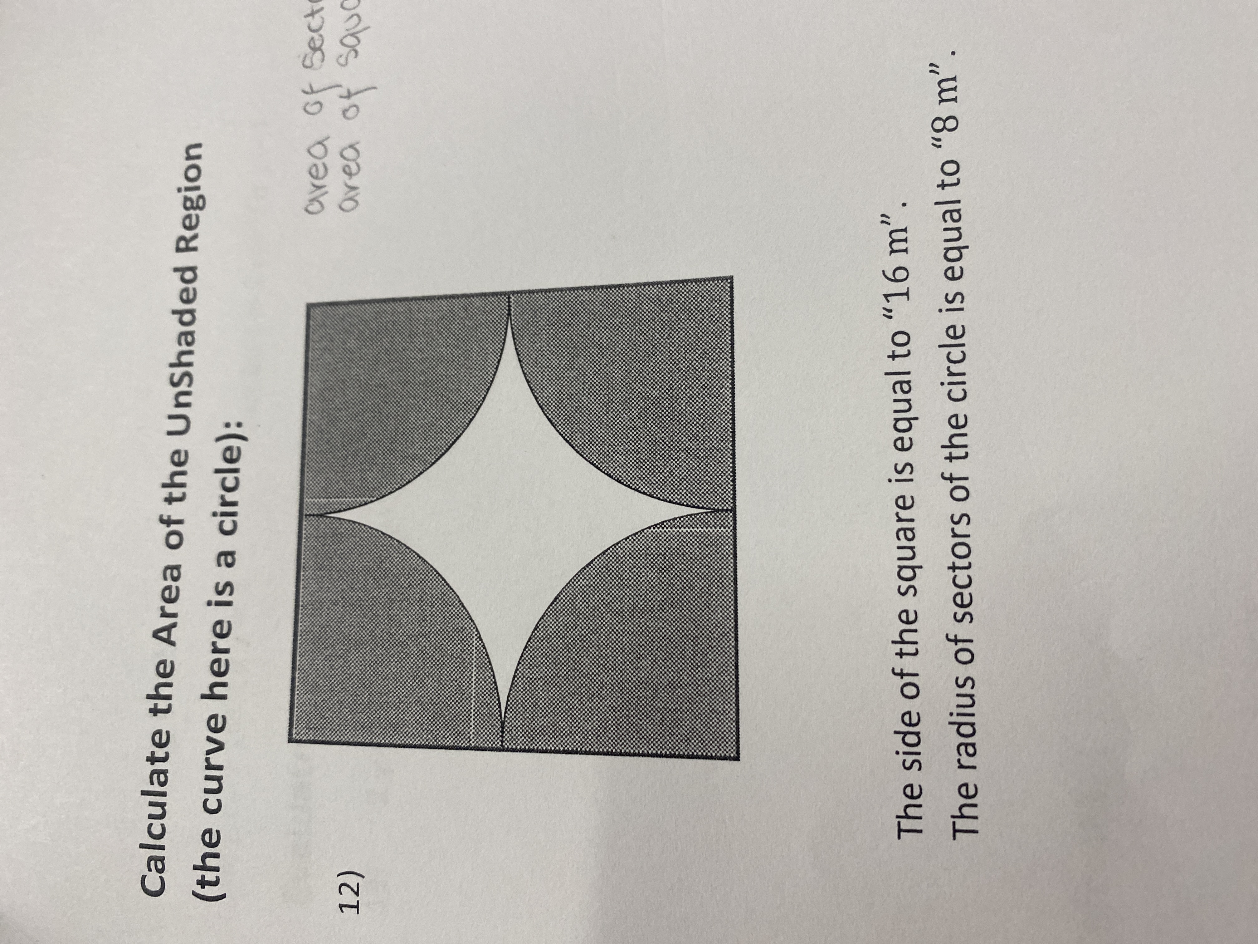 Solved Calculate the Area of the UnShaded Region(the curve | Chegg.com