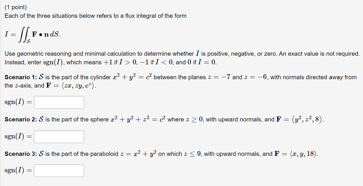 Solved (1 point) Each of the three situations below refers | Chegg.com