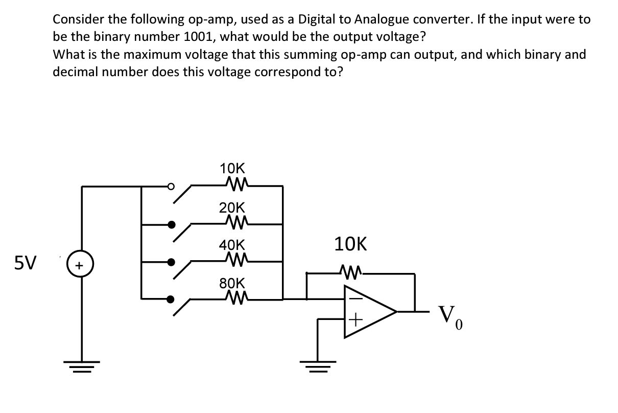 Solved Consider the following op-amp, used as a Digital to | Chegg.com