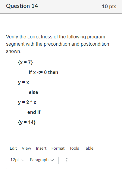 Solved Question 14 10 pts Verify the correctness of the | Chegg.com