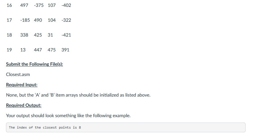 Solved Problem 3: Closest Points ( 20 points) Expected | Chegg.com