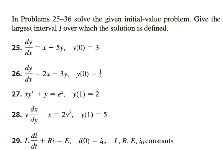 Solved In Problems 25−36 solve the given initial-value | Chegg.com