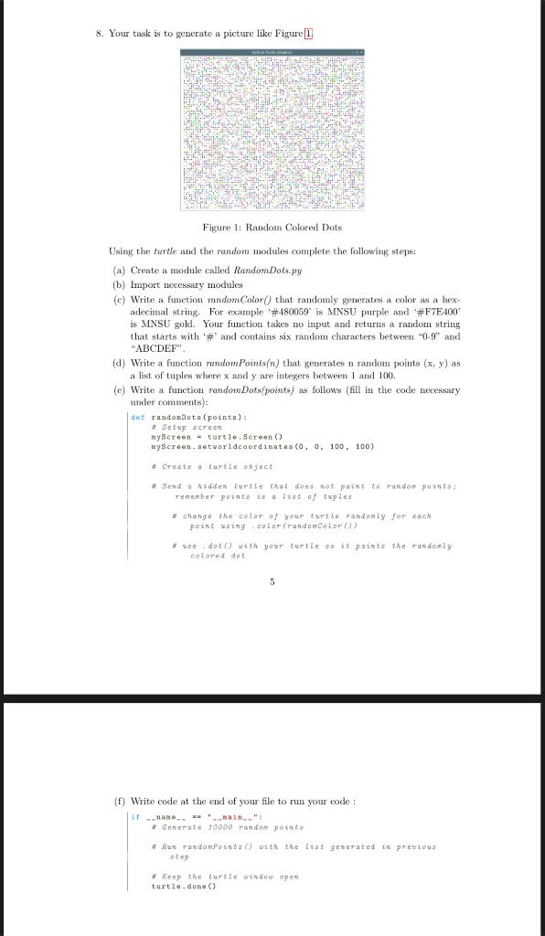 Solved 8. Your task is to generate a picture like Figure 1 | Chegg.com