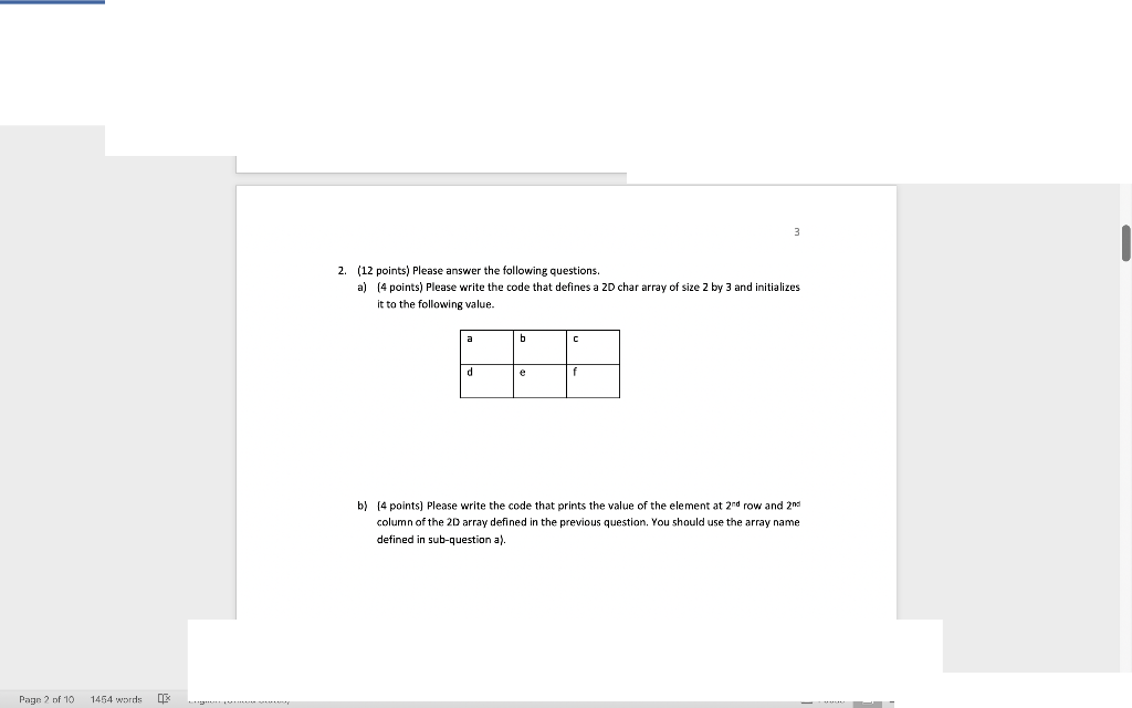 Solved 2 12 Points Please Answer The Following Questions 8335