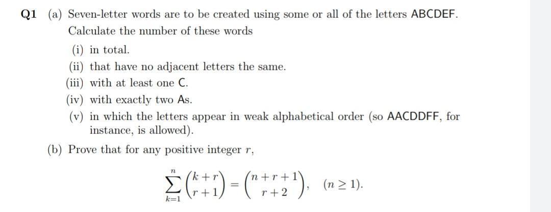 Solved (a) Seven-letter words are to be created using some | Chegg.com