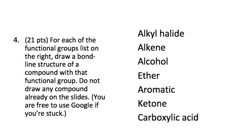 Solved For each of the functional groups list on the right, | Chegg.com