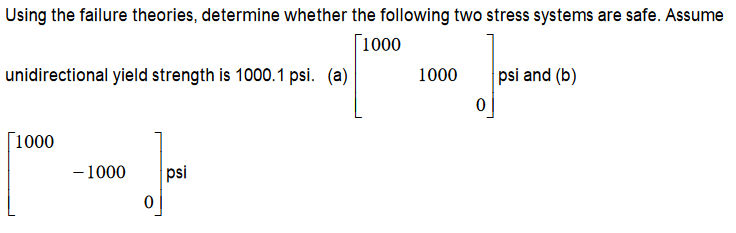 Solved Using the failure theories, determine whether the | Chegg.com