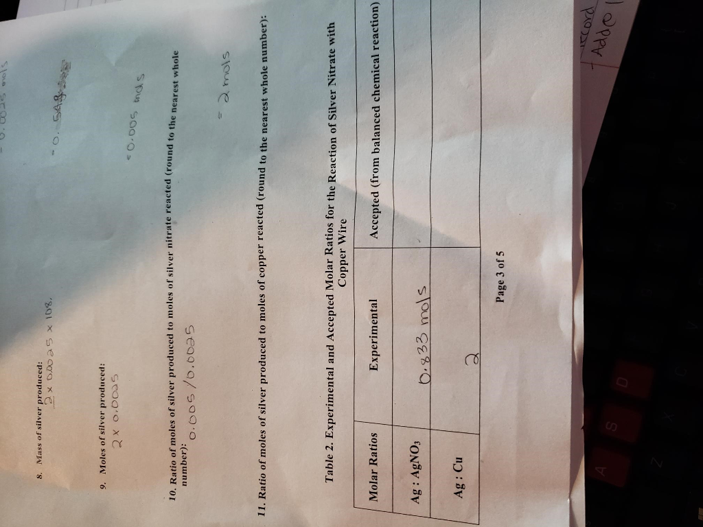 Solved DATA: Lab Partner: Table 1. Mass Data for Silver | Chegg.com