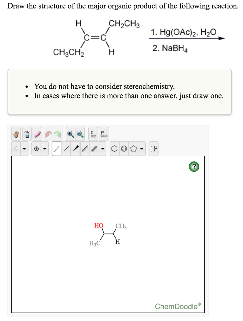 Solved Draw the structure of the major organic product of | Chegg.com