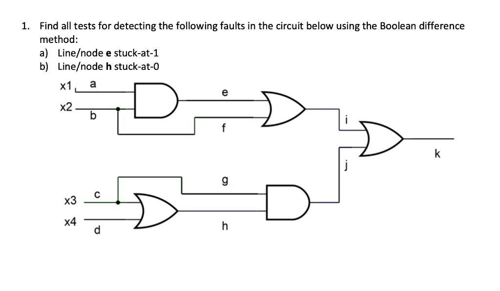Solved 1. Find all tests for detecting the following faults | Chegg.com