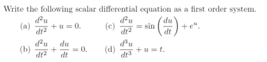 Solved Write the following scalar differential equation as a | Chegg.com