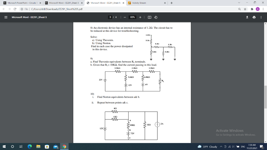 Solved Be Microsoft PowerPoint - Circuits 5 x Bb Microsoft | Chegg.com