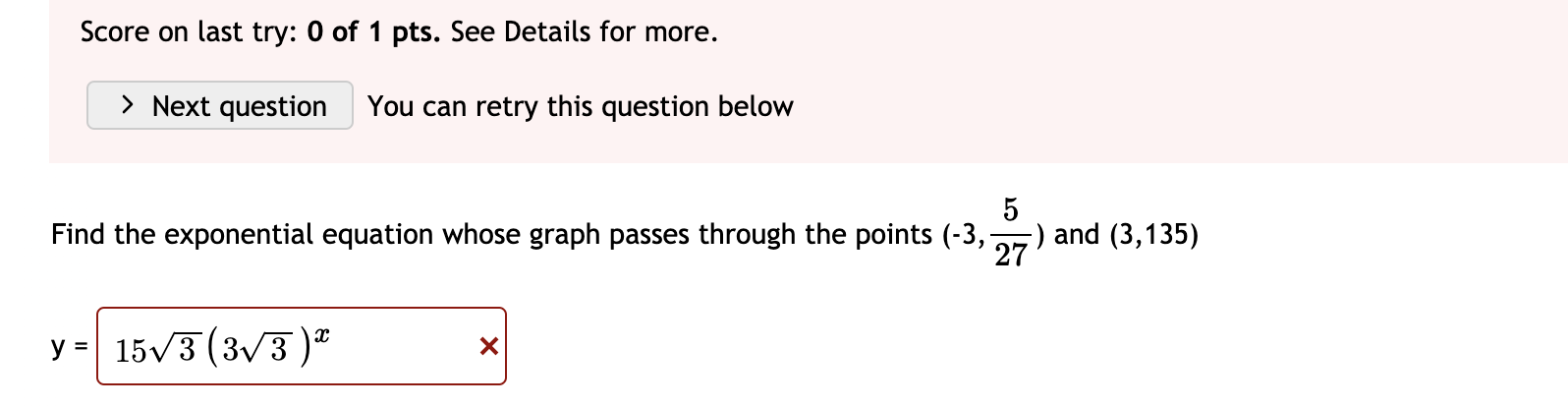 Solved Find the exponential equation whose graph passes | Chegg.com