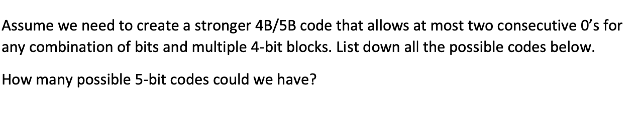 Solved Assume we need to create a stronger 4B/5B code that | Chegg.com