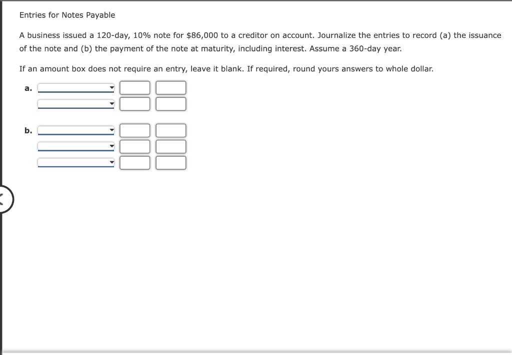 Solved Entries for Notes Payable A business issued a | Chegg.com