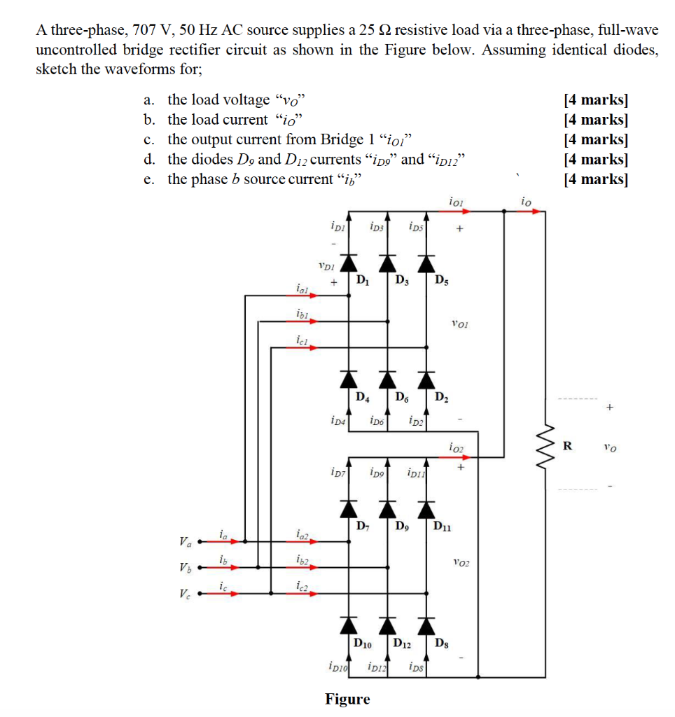 Solved A three-phase, 707 V, 50 Hz AC source supplies a 25 | Chegg.com
