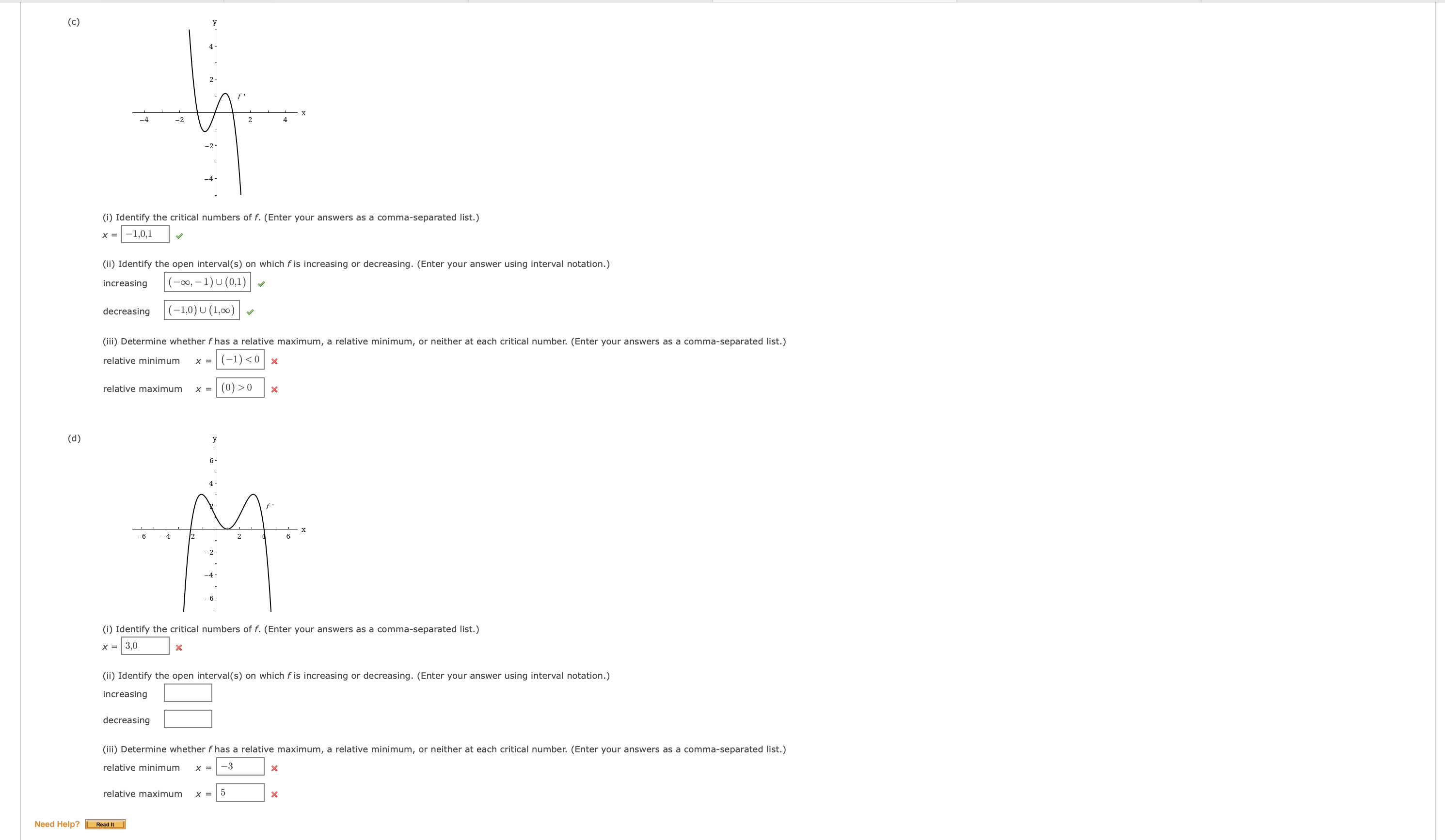 Solved (iii) Determine whether f has a relative maximum, a | Chegg.com