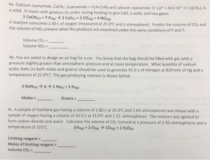 Solved 4a. Calcium cyan amide, CaCN2, (cyanamide = H2N-CEN) | Chegg.com