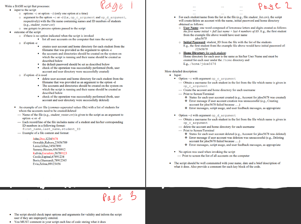 Solved WRITE A SIMPLE BASH SCRIPT...... For the | Chegg.com