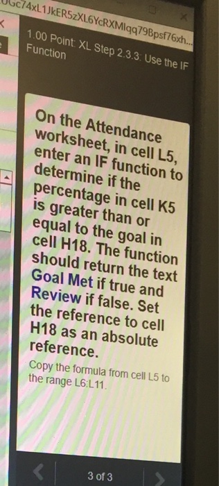 Solved 1.00 Point XL Step 2.33 Use the IF Function On the | Chegg.com