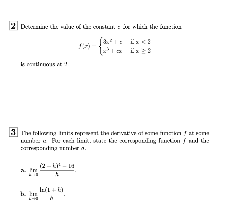 Solved 2 Determine the value of the constant c for which the | Chegg.com