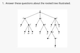Solved 1. Answer these questions about the rooted tree | Chegg.com