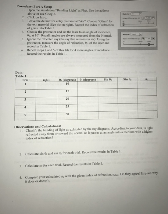 Solved Procedure: Part A Setup 1. 2. 3. Open the simulation | Chegg.com